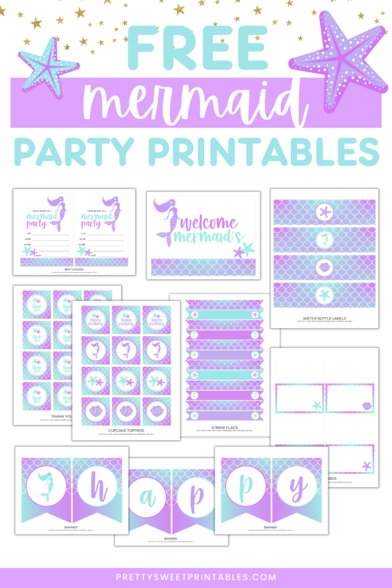 Plan A Mystical Bash With These Free Mermaid Party Printables | Pretty ...