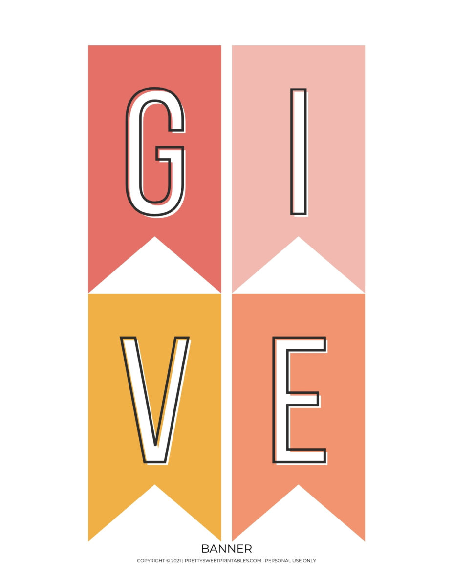 Free Printable Give Thanks Banner | Pretty Sweet Printables