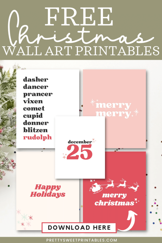 Free Christmas Wall Art Printables | Pretty Sweet Printables