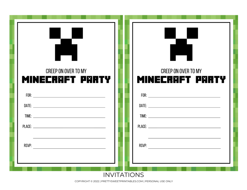 Free Minecraft Party Printables - Pretty Sweet Printables