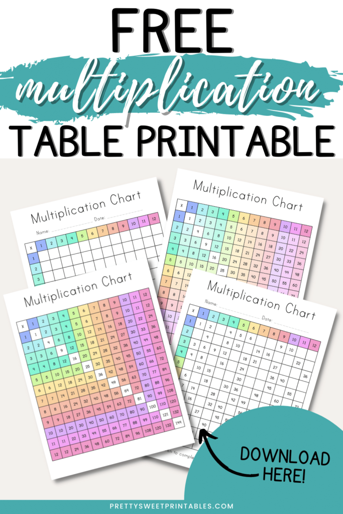 Free Multiplication Chart Printable - Pretty Sweet Printables