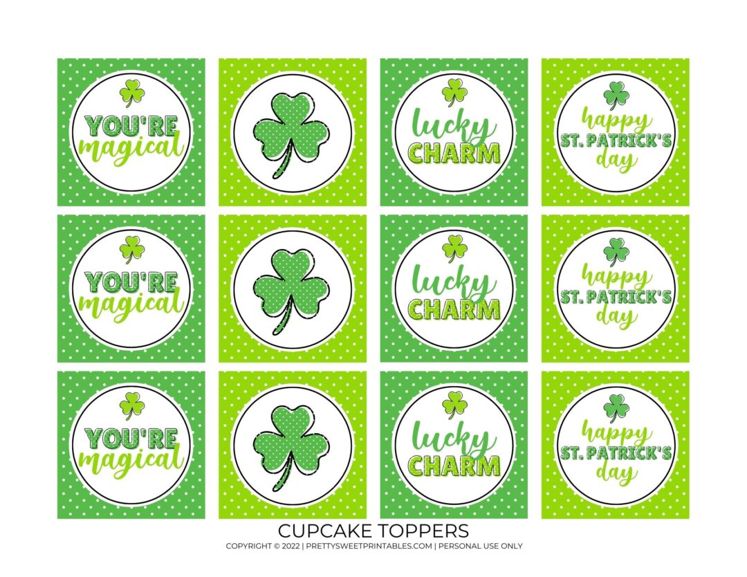 Free Printable St. Patrick's Day Cupcake Toppers | Pretty Sweet Printables