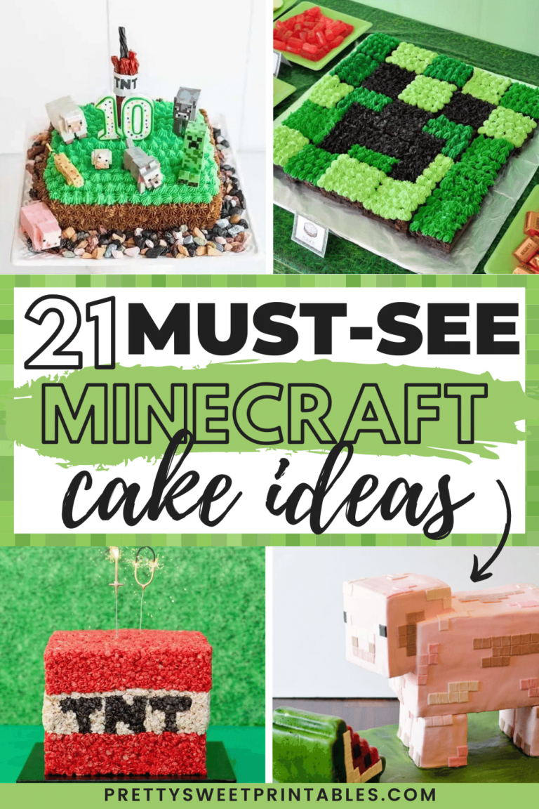 21 Must-See Minecraft Cake Ideas Anyone Can Make - Pretty Sweet Printables