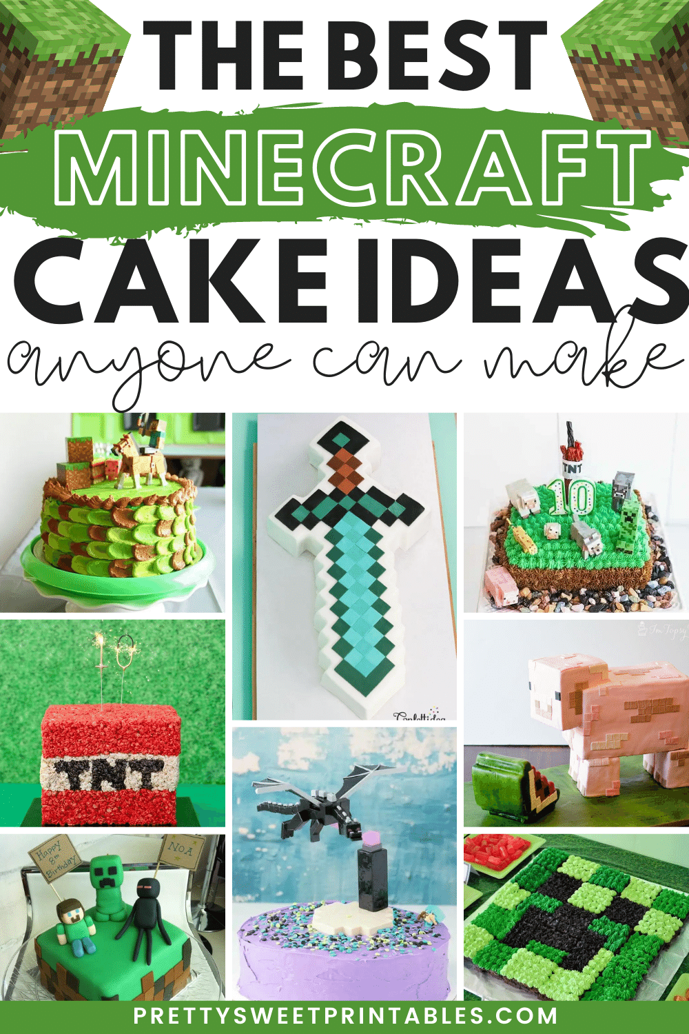 21 Must-See Minecraft Cake Ideas Anyone Can Make | Pretty Sweet Printables