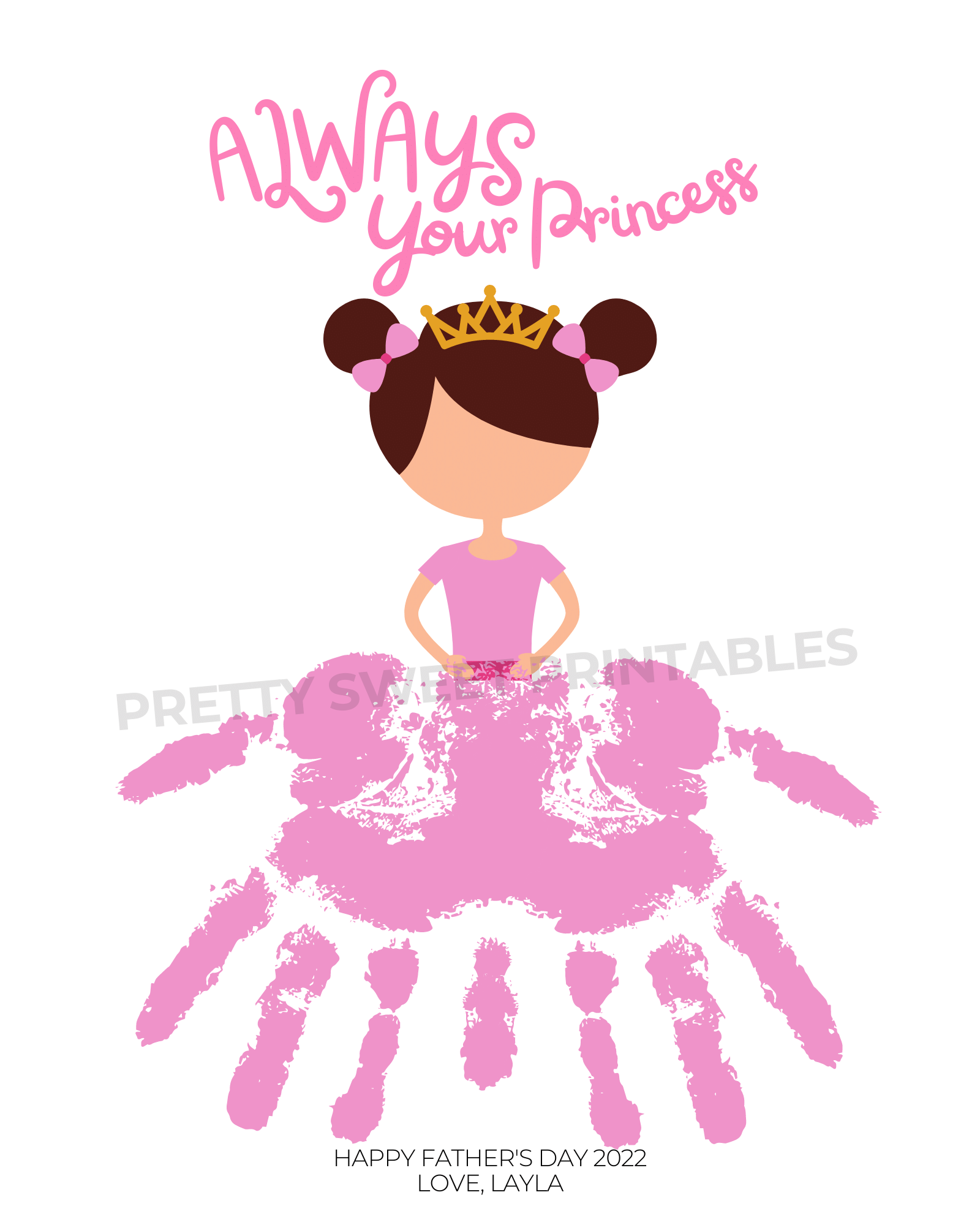 Princess Father's Day Handprint Craft | Free Printable | Pretty Sweet ...