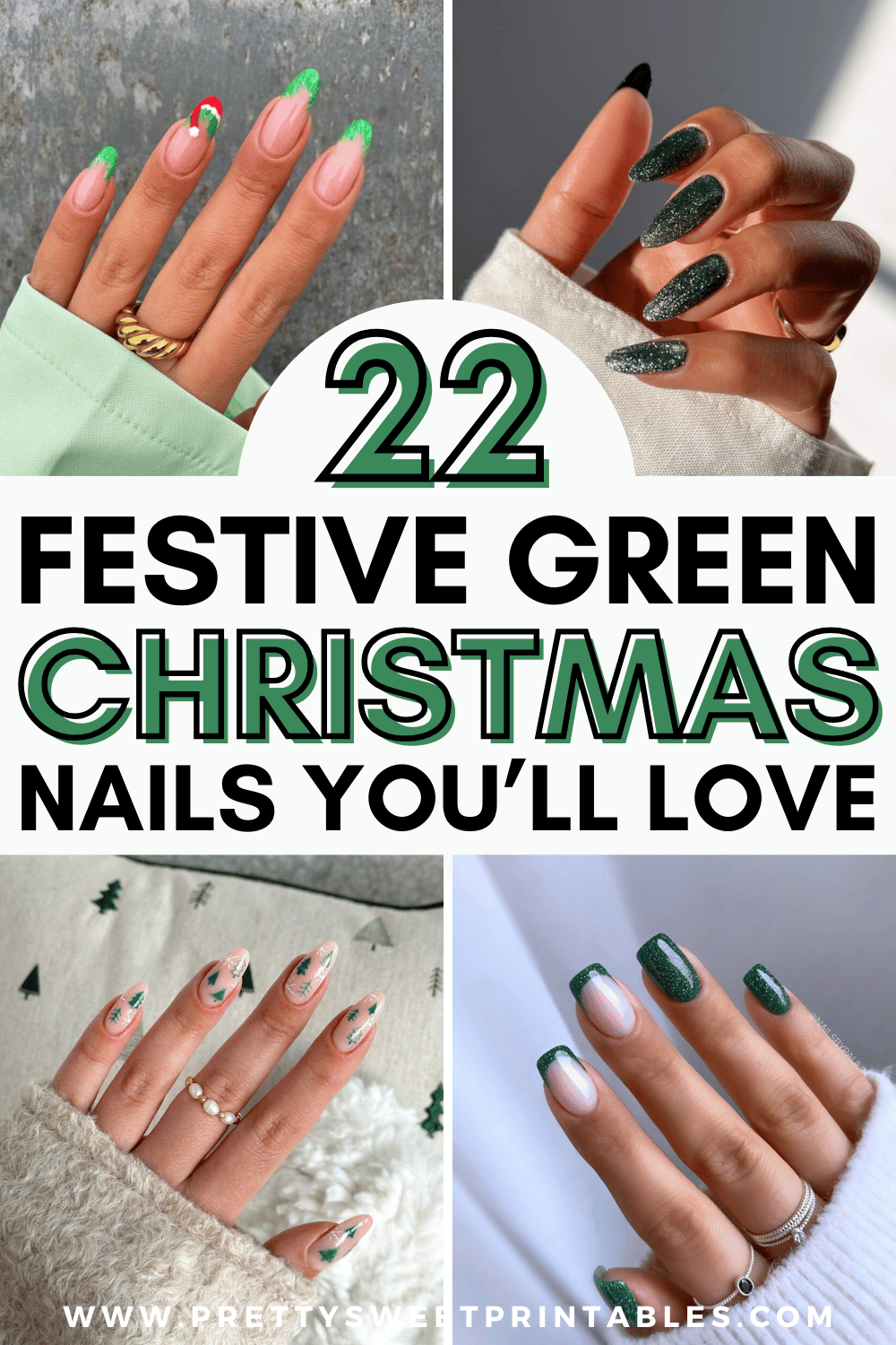 22 Stunning Green Christmas Nails To Try This Holiday Season | Pretty ...